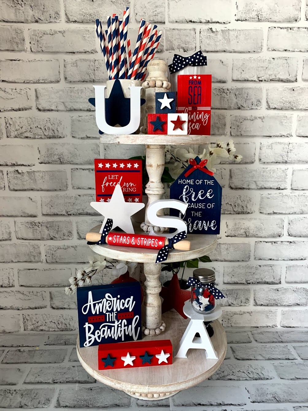 Patriotic Tiered Tray Decor Bundle, Fourth of July Tiered Tray Decor ...