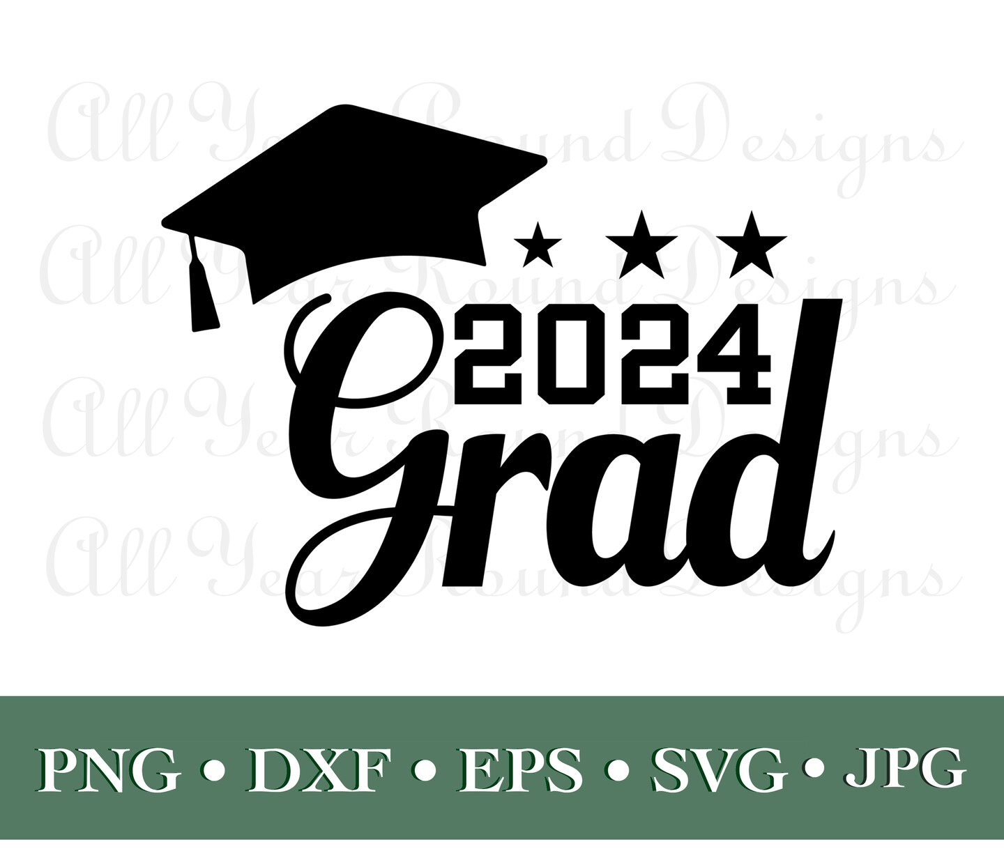 Graduation Decor SVG PNG DXF EPS JPG File Bundle Digital Download, 2024 ...