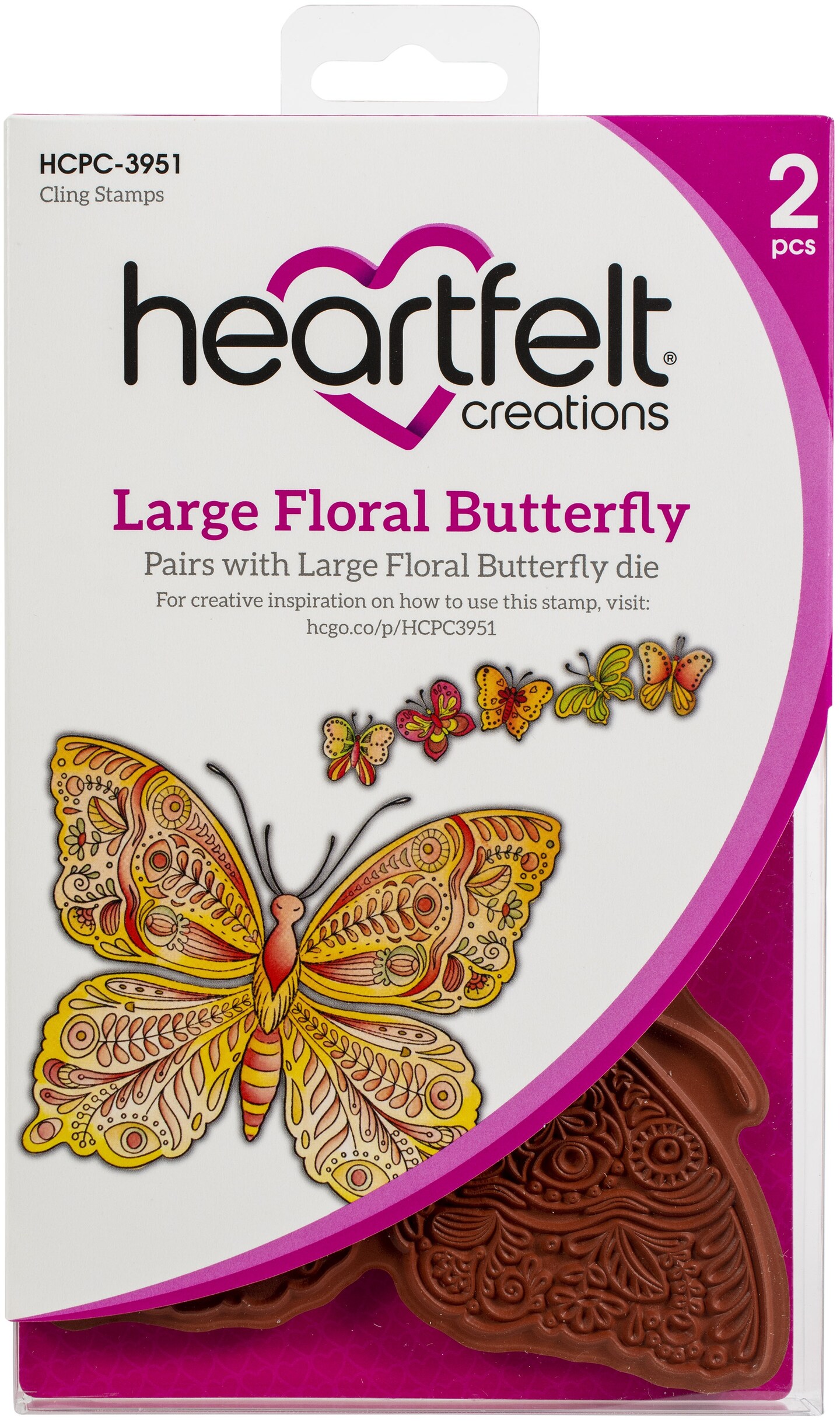 Heartfelt Creations Cling Rubber Stamp Set-Large Floral Butterfly ...