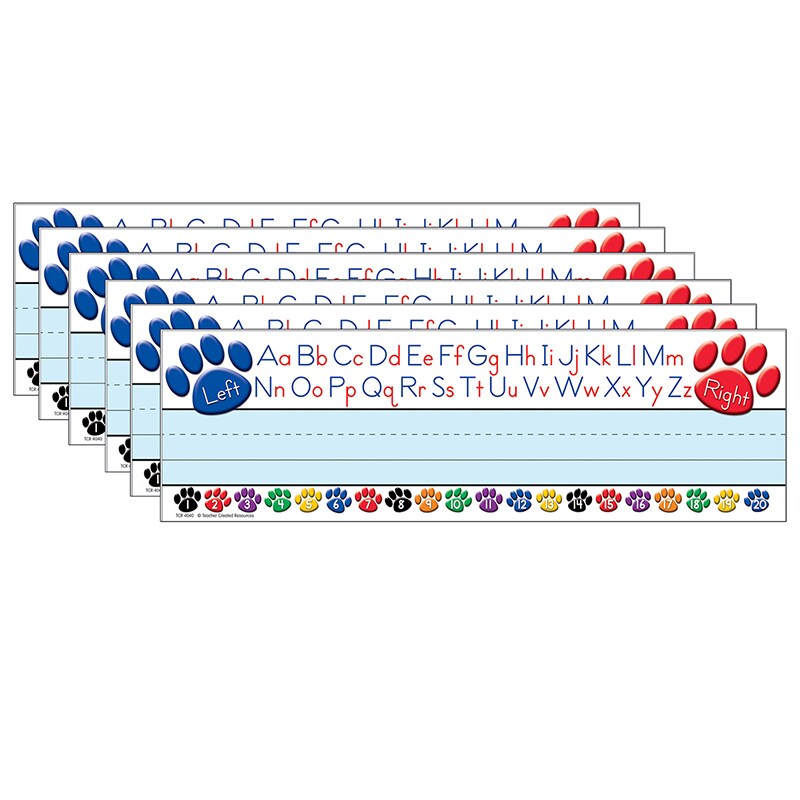 Colorful Paw Prints Left/Right Alphabet Name Plates, 36 Per Pack, 6 ...