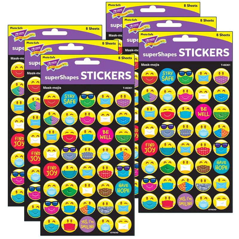 Mask-Mojis Large Supershapes Stickers, 320 Per Pack, 6 Packs | Michaels