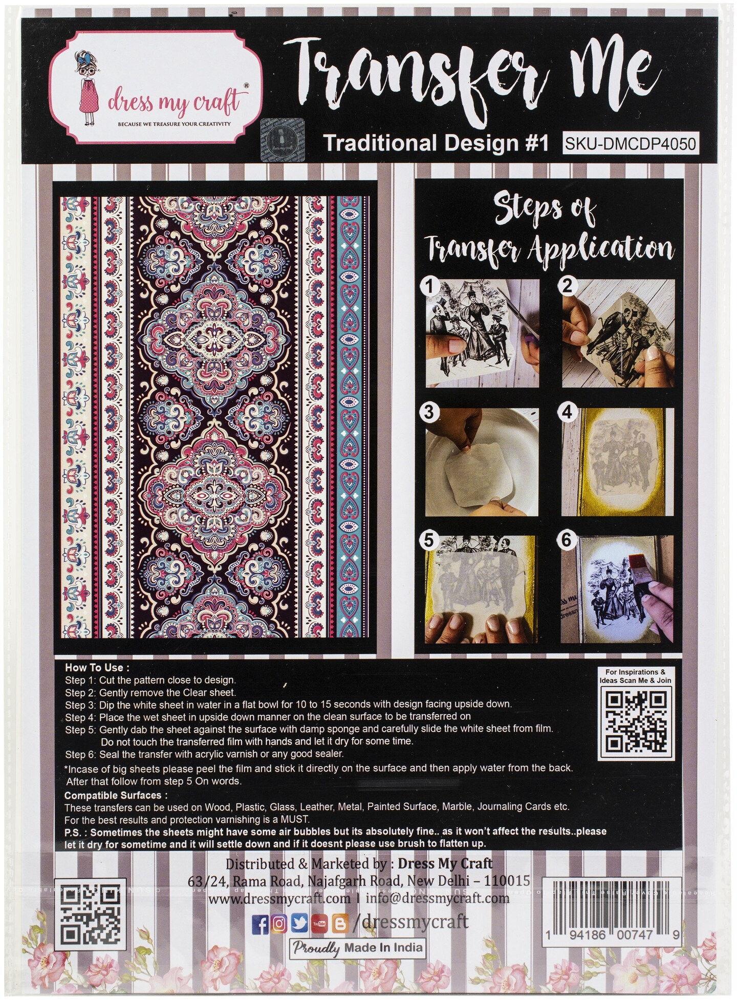 Dress My Craft Transfer Me Sheet A4-Traditional Design #1 | Michaels