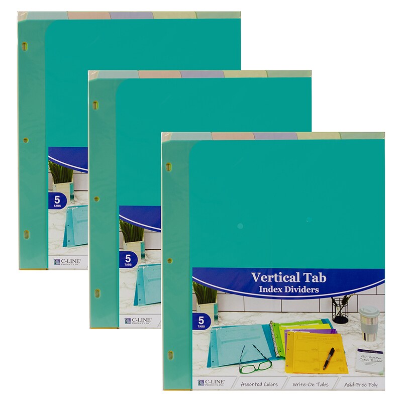 5-Tab Index Dividers with Vertical Tab, Bright Color Assortment, 8-1/2 ... 5-Tab Index Dividers with Vertical Tab, Bright Color Assortment, 8-1/2 ...