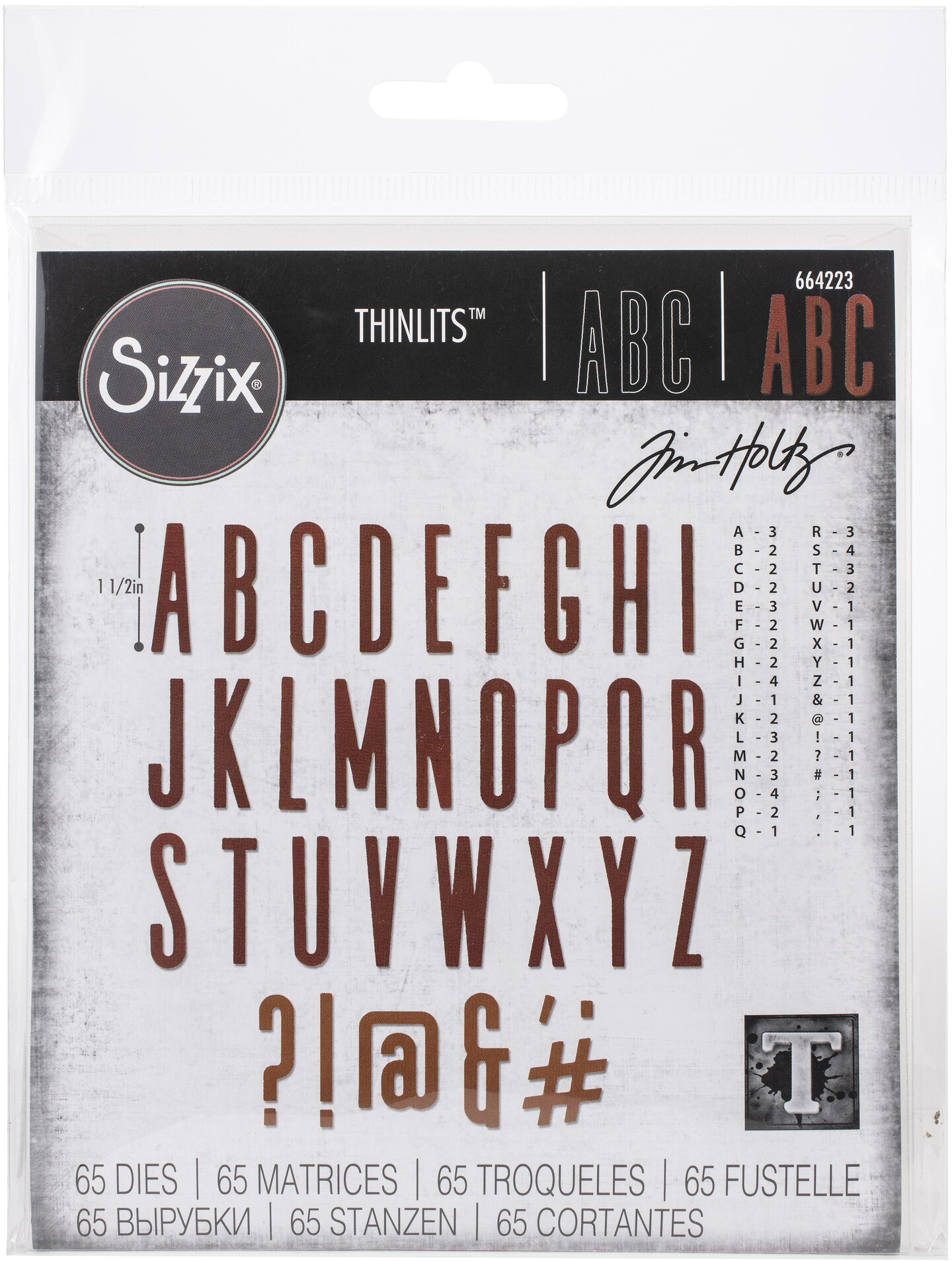 Sizzix Thinlits Dies By Tim Holtz 65/Pkg-Alphanumeric, Classic Upper ...