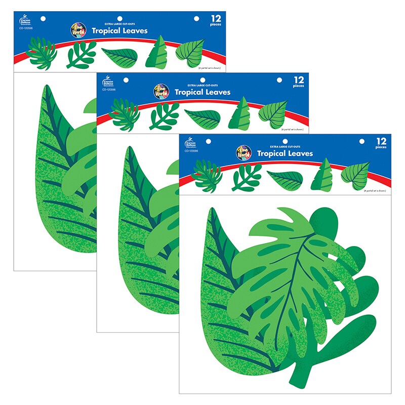 One World Tropical Leaves Extra Large Cut-Outs, 12 Per Pack, 3 Packs ...