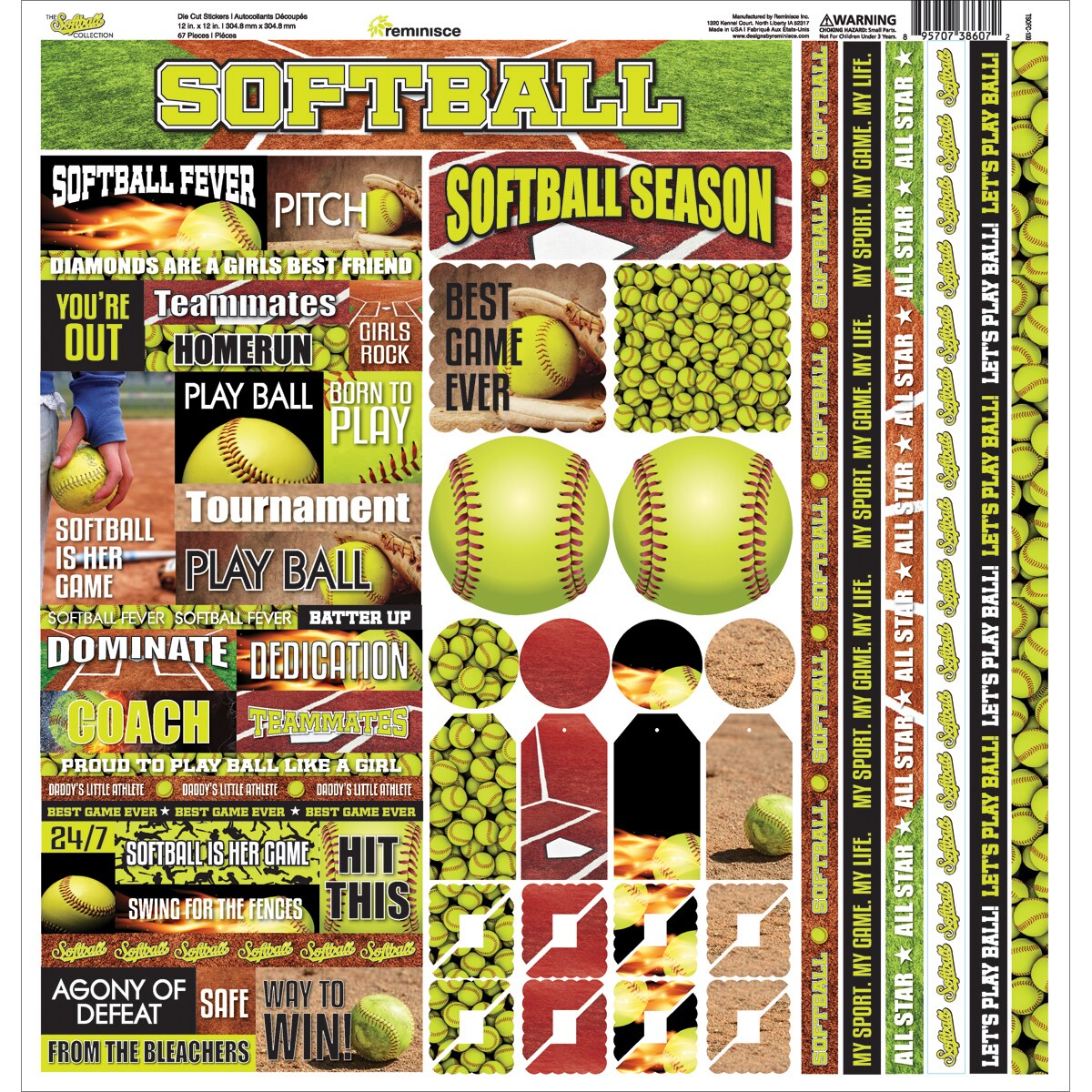 Reminisce Variety Cardstock Stickers 12"x12"-Softball | Michaels