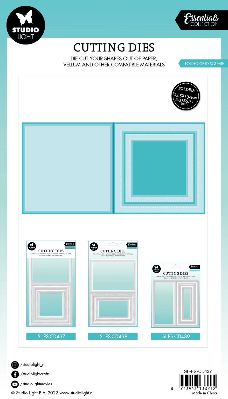 Studio Light SL Cutting Dies Folded Card Square Essentials 270x135x1mm 9 PC nr.437 | Michaels