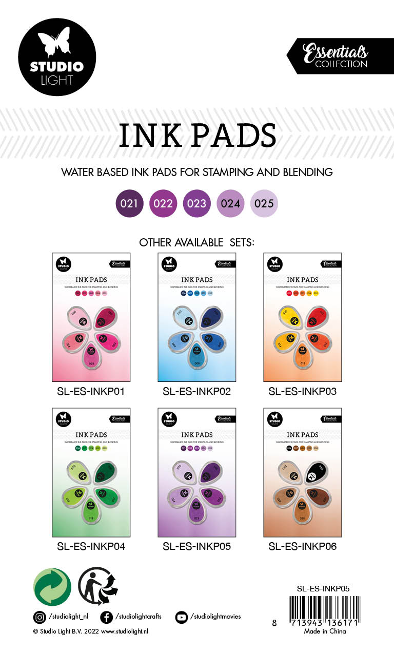 Studio Light SL Ink Pads Water Based Shades Of Purple Essential Tools ...