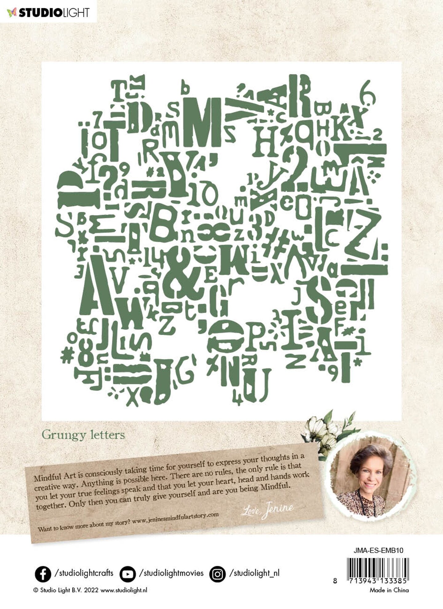 Studio Light JMA Embossing Folder Grungy Letters Essentials 150x150x2mm ...