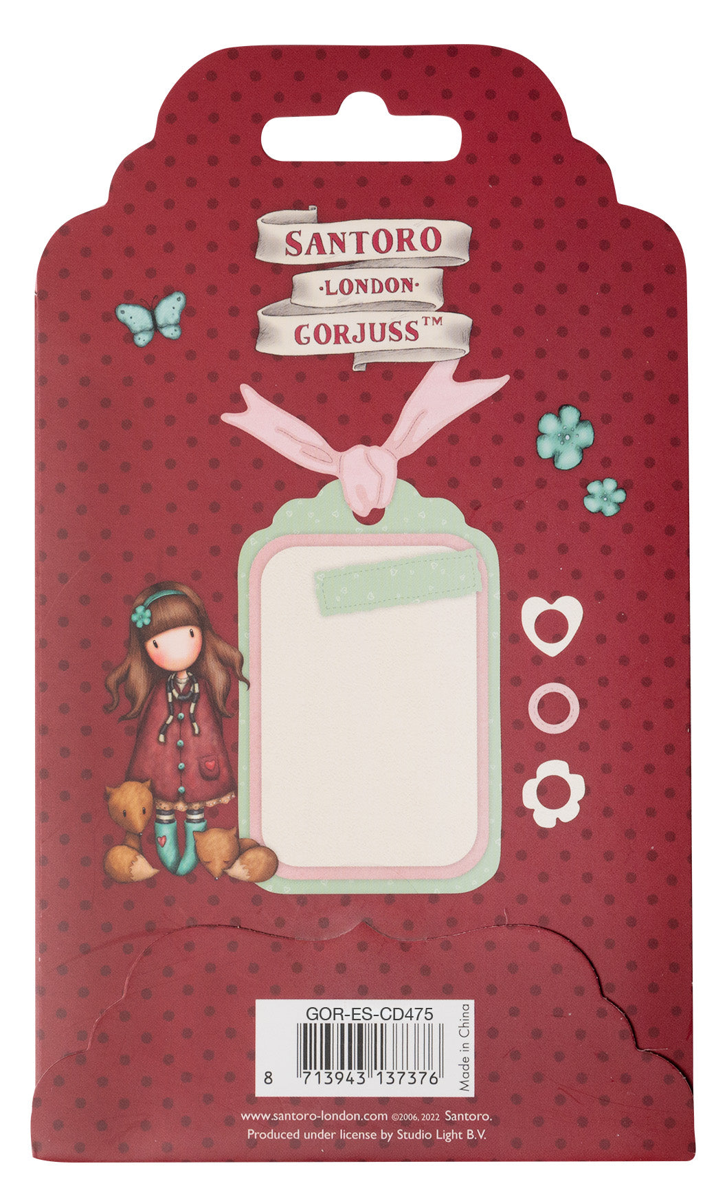 Studio Light GOR Cutting Die Gift Tag Gorjuss 77x121x1mm 8 PC nr.475 ...