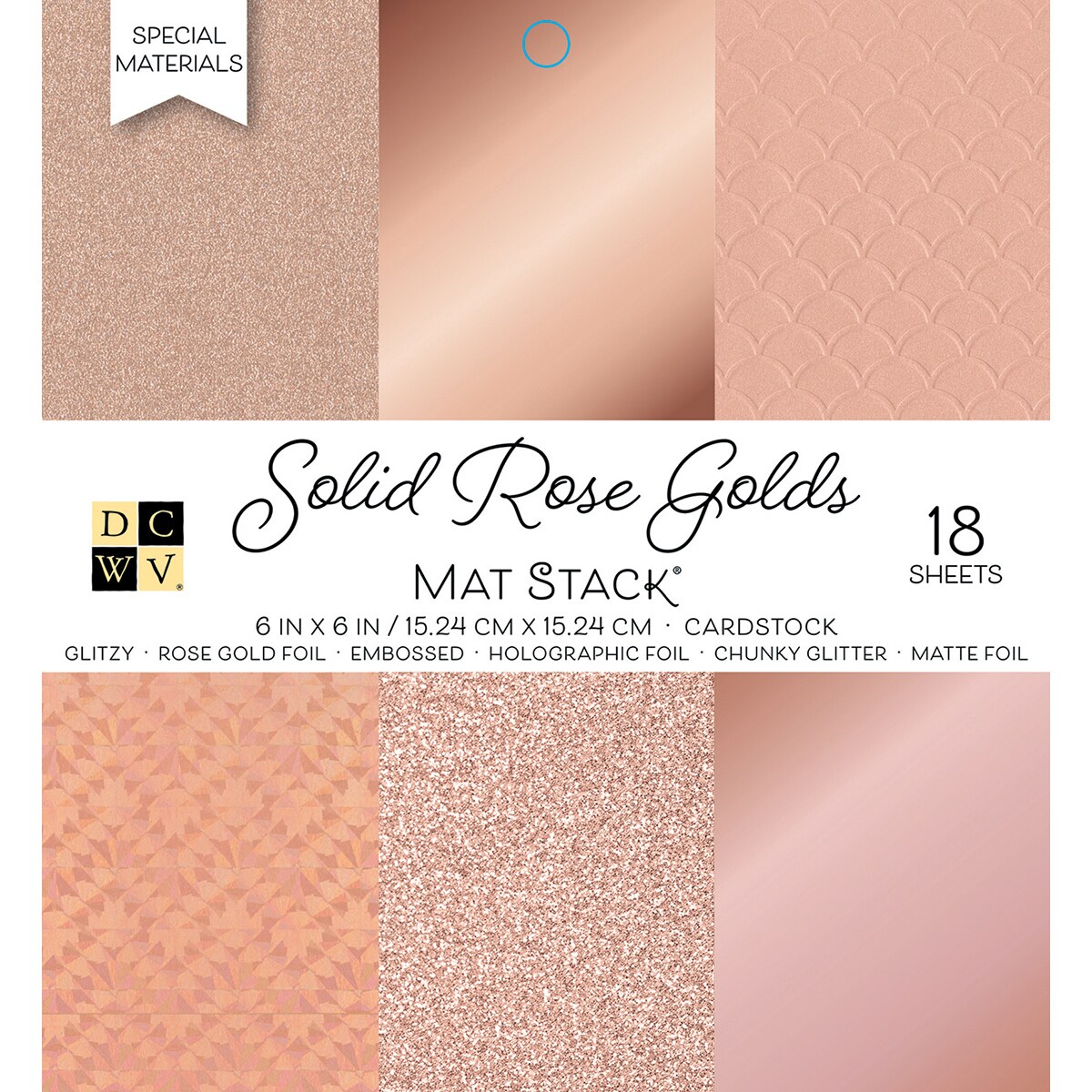 DCWV Single-Sided Cardstock Stack 6"X6" 18/Pkg-Solid Rose Golds, 6 ...