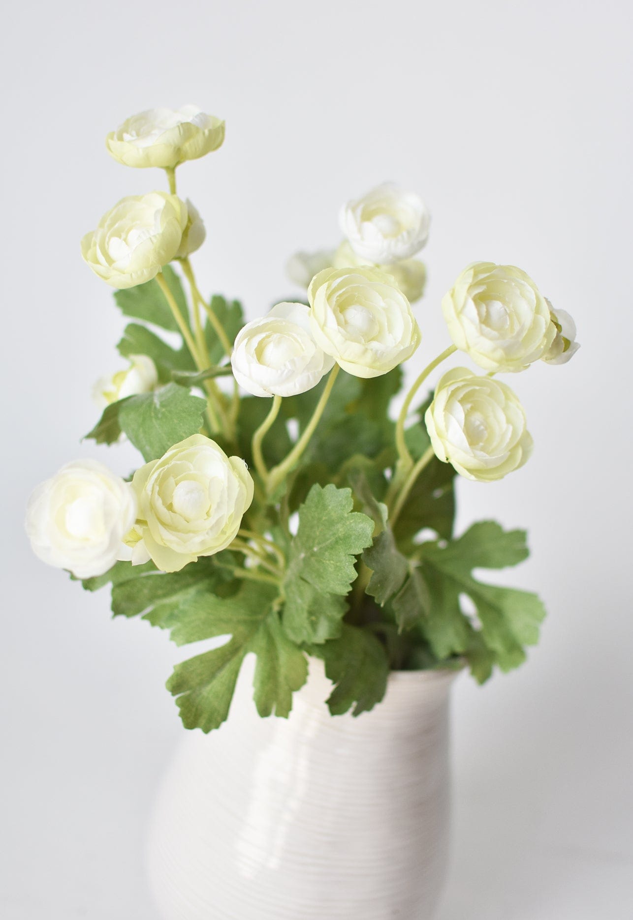 13" Faux Mini Ranunculus Bush White | Floral Stems | Michaels