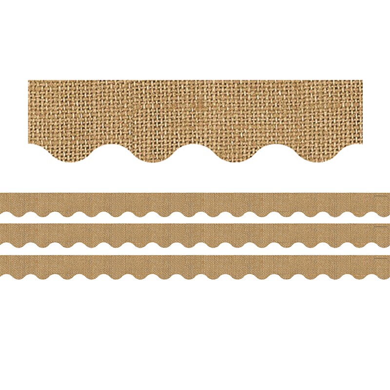 Burlap Design Scalloped Rolled Border Trim, 50 Feet Per Roll, 3 Rolls ...