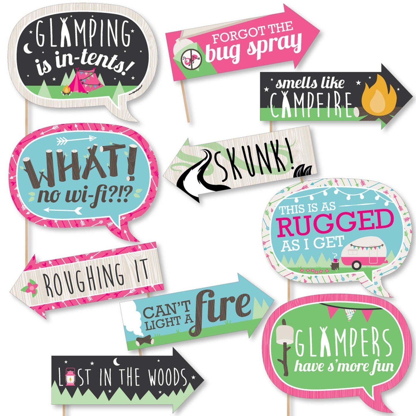 Big Dot of Happiness Funny Let's Go Glamping - Camp Glamp Party or ...