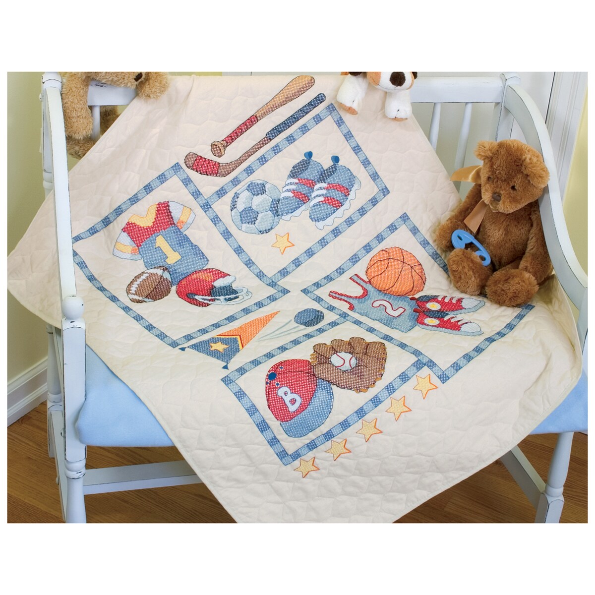 Dimensions Baby Hugs Quilt Stamped Cross Stitch Kit 34"X43"-Little ...