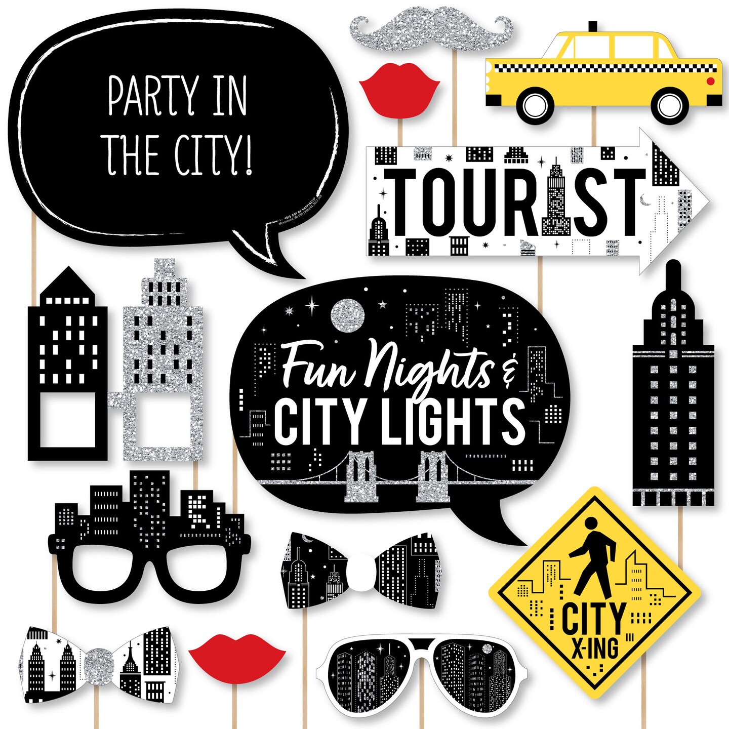 Big Dot of Happiness Nighttime City Skyline - New York Party Photo Booth Props Kit - 20 Count ...