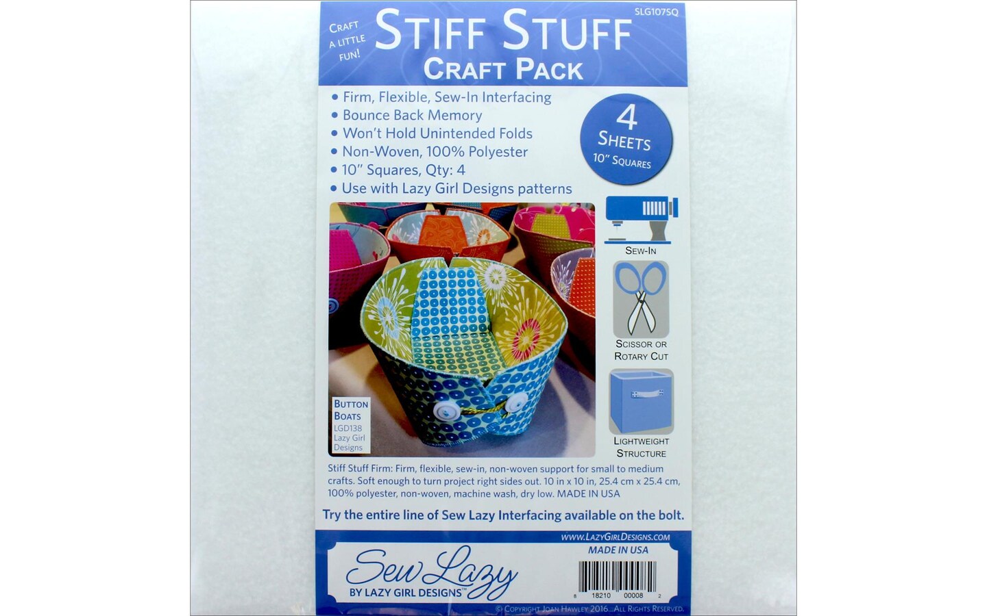 Lazy Girl Designs Stiff Stuff Interfacing 10" 4pc | Michaels
