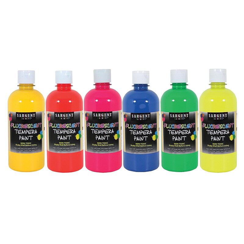 Art-Time® Neon Tempera Paint, 16 Oz. Bottles, 6 Assorted Neon Colors ...