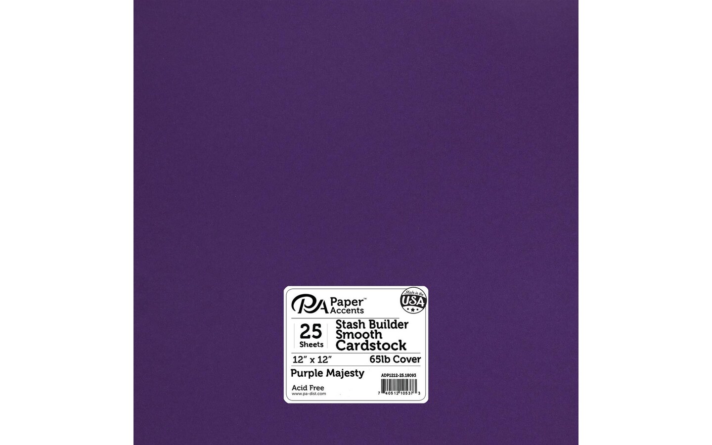 PA Paper Accents Stash Builder Cardstock 12" x 12" Purple Majesty, 65lb ...