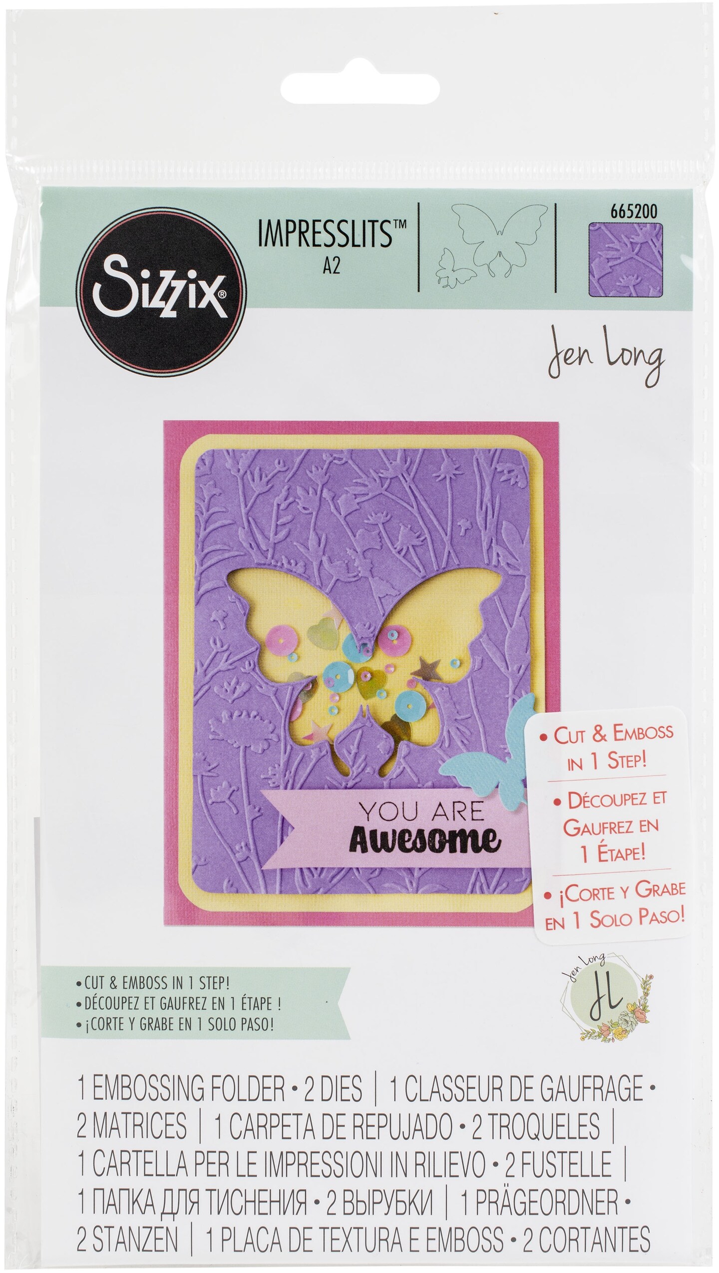 Sizzix 3D Impresslits Embossing Folder By Jen Long-Butterfly Meadow ...