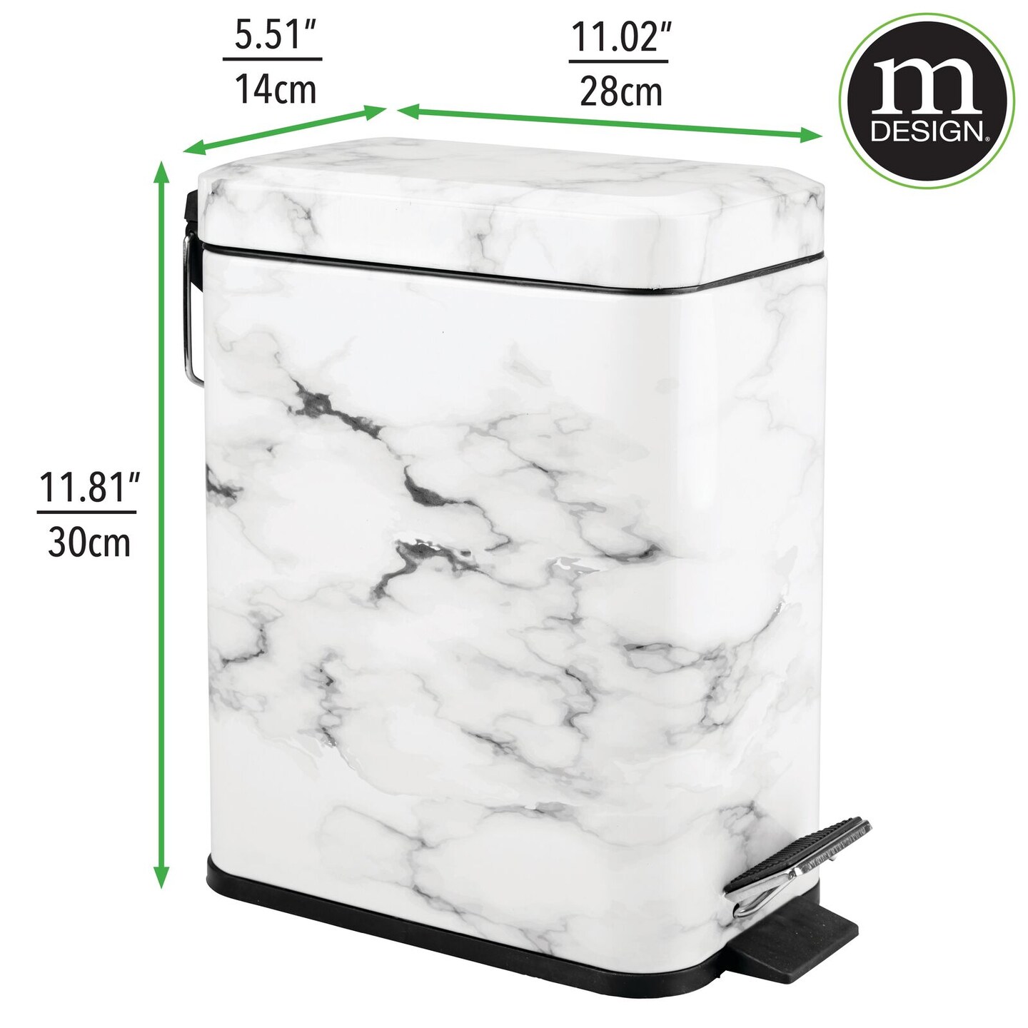 mDesign Step Trash Can, Gallon Garbage Bin, Removable Liner Bucket ...