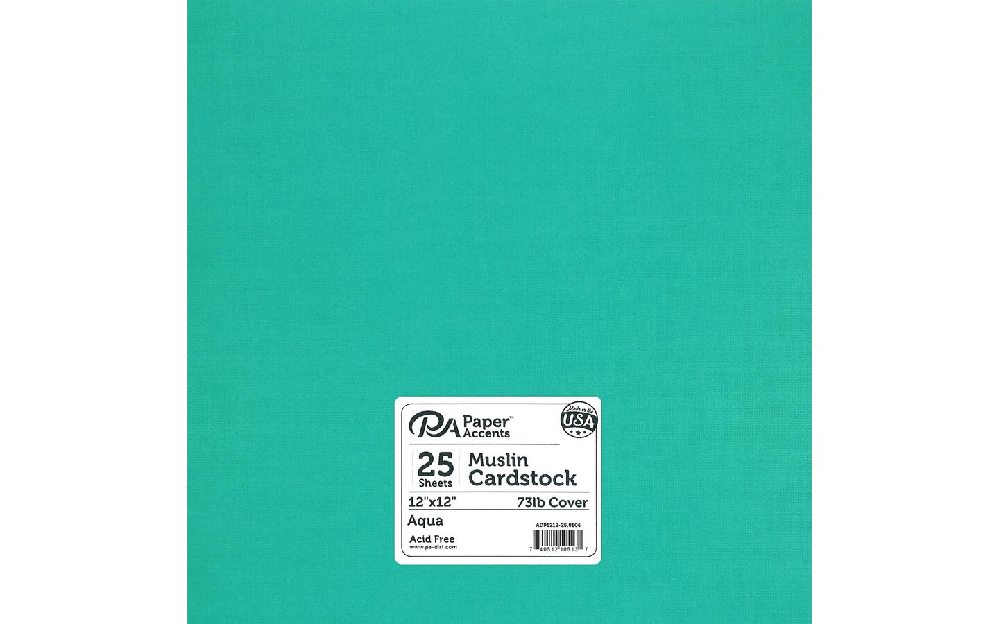 PA Paper Accents Muslin Cardstock 12" x 12" Aqua, 73lb colored ...