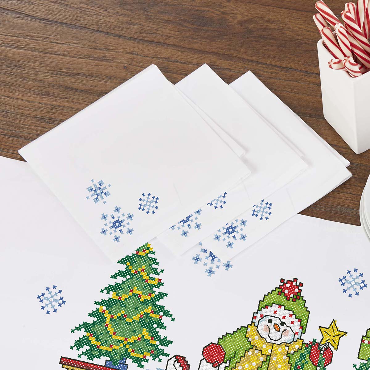 Herrschners Merry Snowman Napkins Stamped Cross-Stitch | Michaels