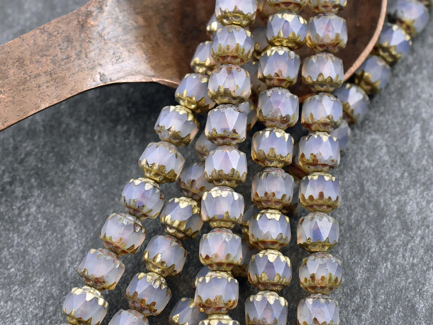 Gold Washed Matte Gray Crystal Opaline Picasso Cathedral Beads | Michaels