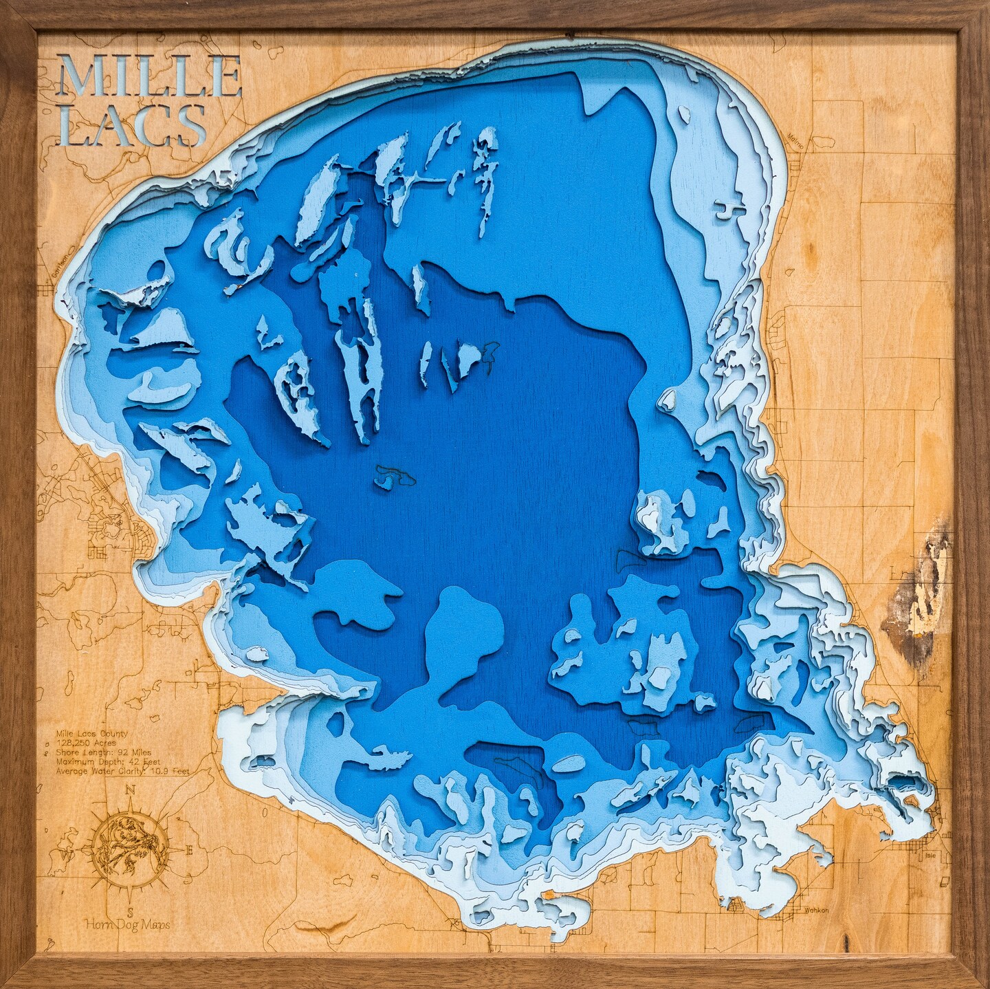 3d Laser Cut Wooden Lake Maps of Lake Mille Lacs | MakerPlace by Michaels