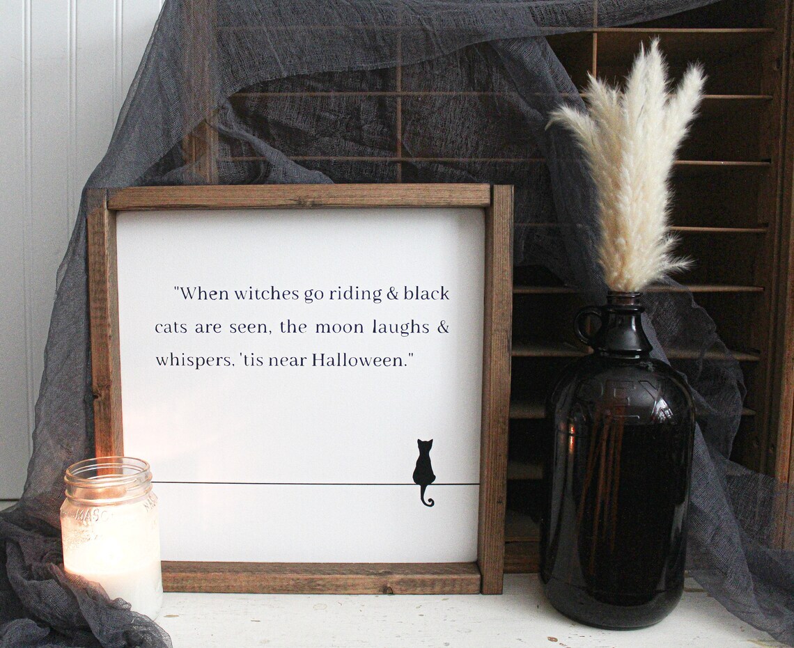 When Witches Go Riding Halloween Poem Wood Sign, 'Tis Near Halloween ...
