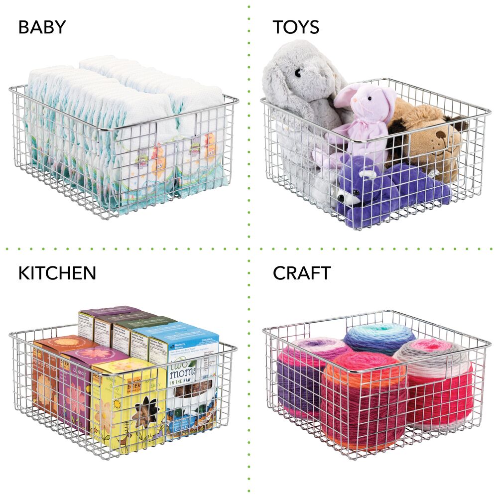 mDesign Metal Wire Storage Basket Bin with Handles for Office, 2 Pack ...