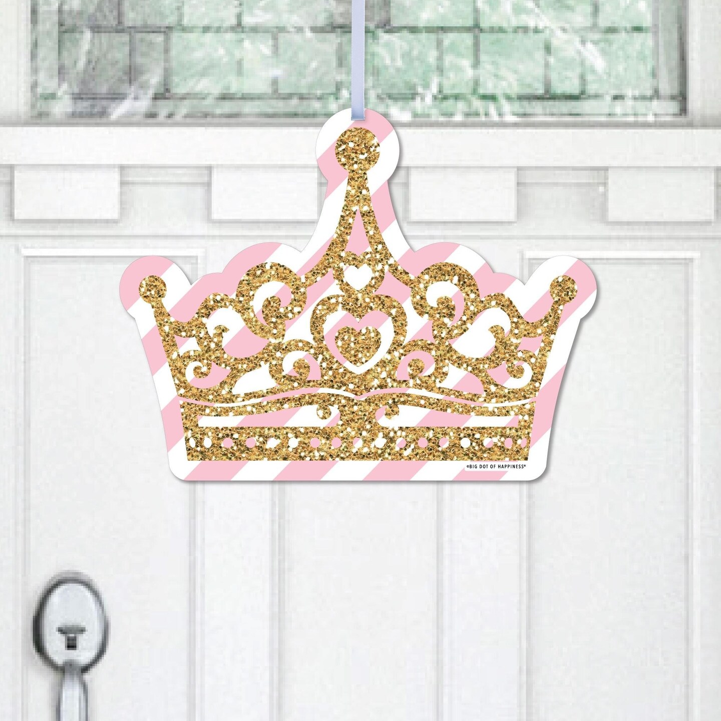 Big Dot of Happiness Little Princess Crown - Hanging Porch Pink & Gold ...