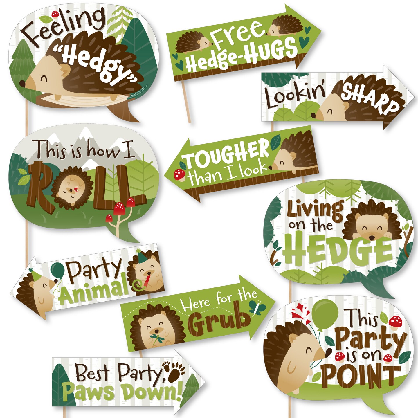 Big Dot of Happiness Funny Forest Hedgehogs - Woodland Birthday Party ...