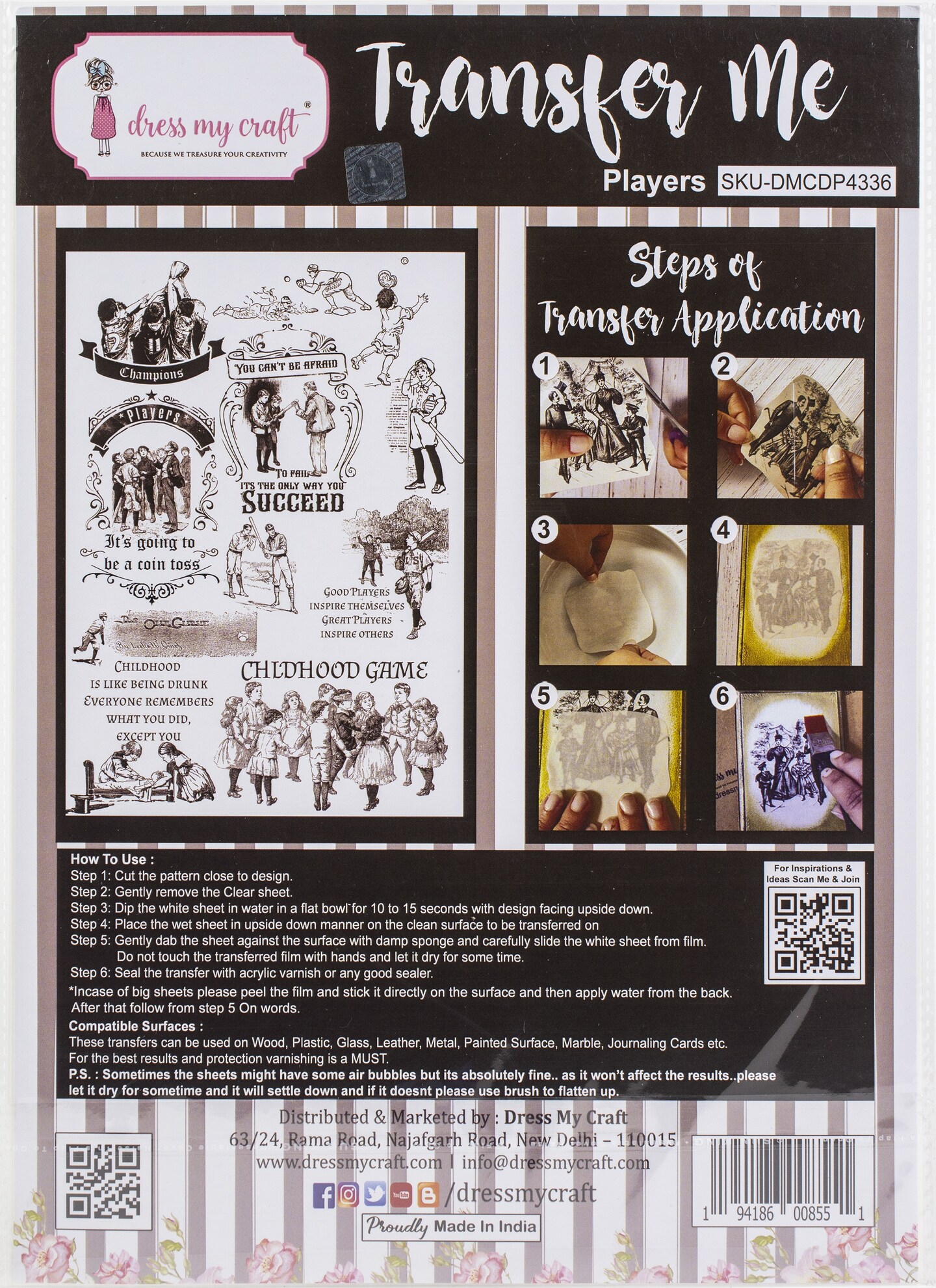 Dress My Craft Transfer Me Sheet A4-Players | Michaels