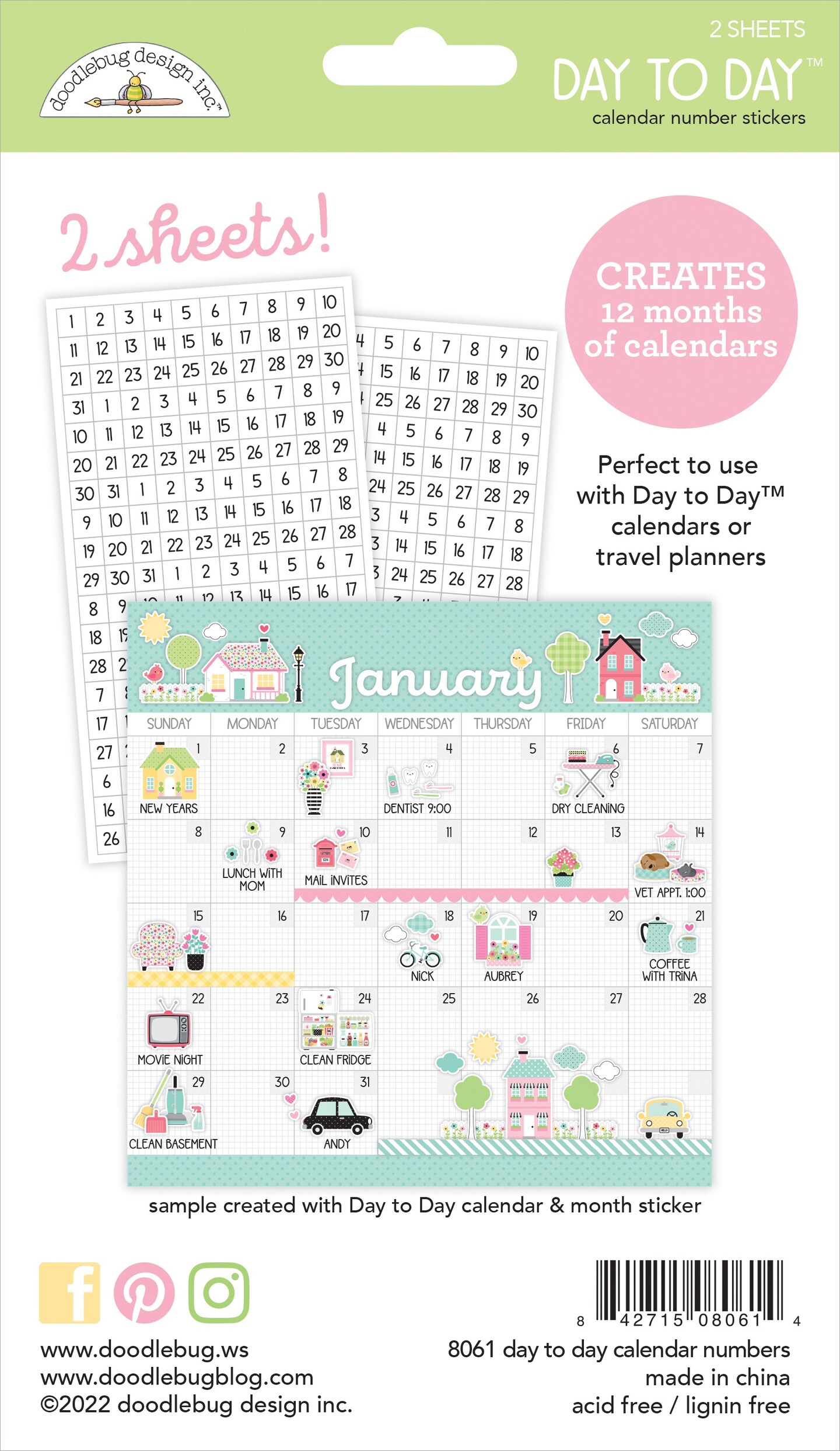 Day To Day Calendar Numbers Clear Stickers-12 Months | Michaels