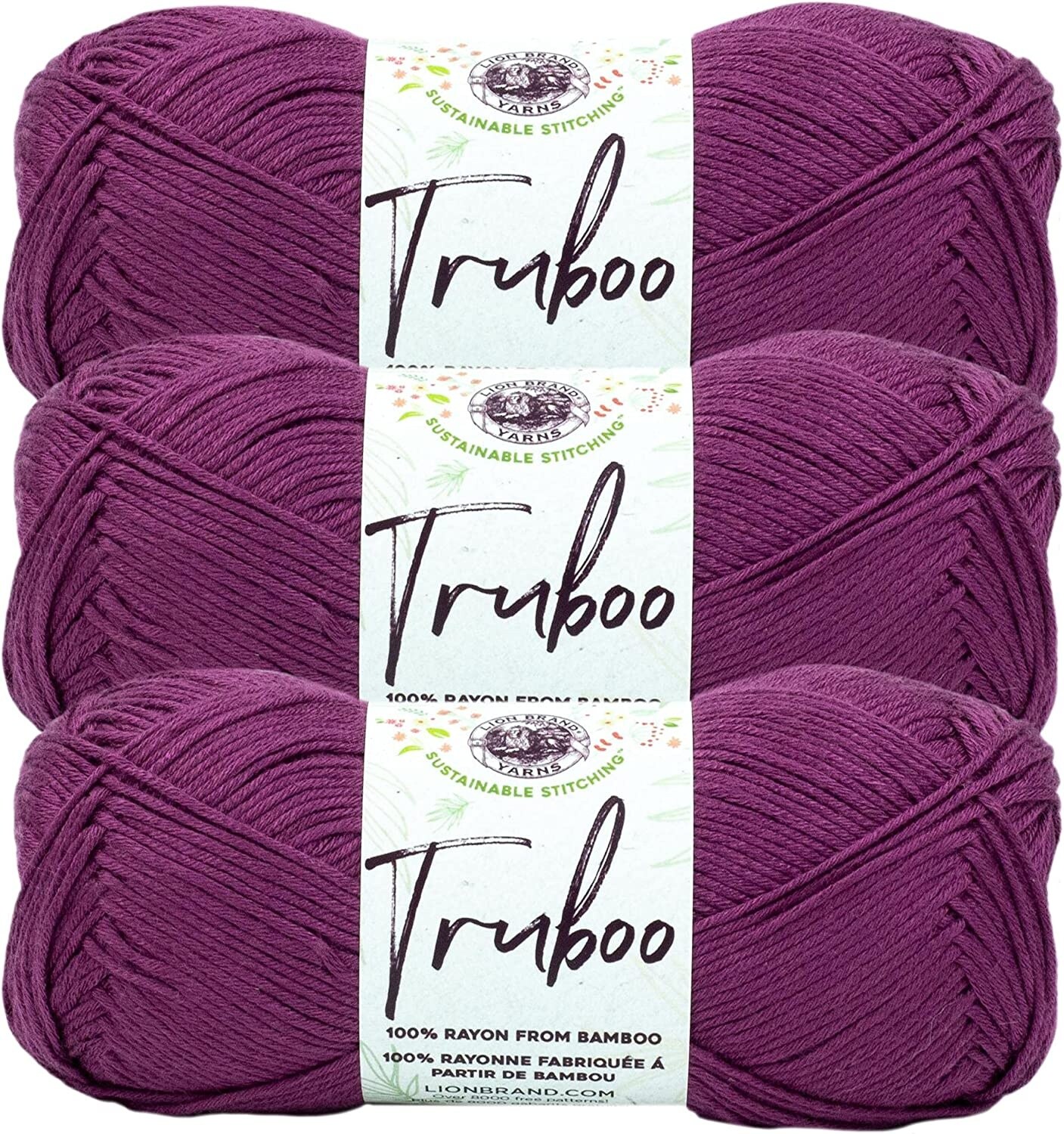 (Pack of 3) Lion Brand Truboo Yarn-Mulberry, Count: 1 | Michaels