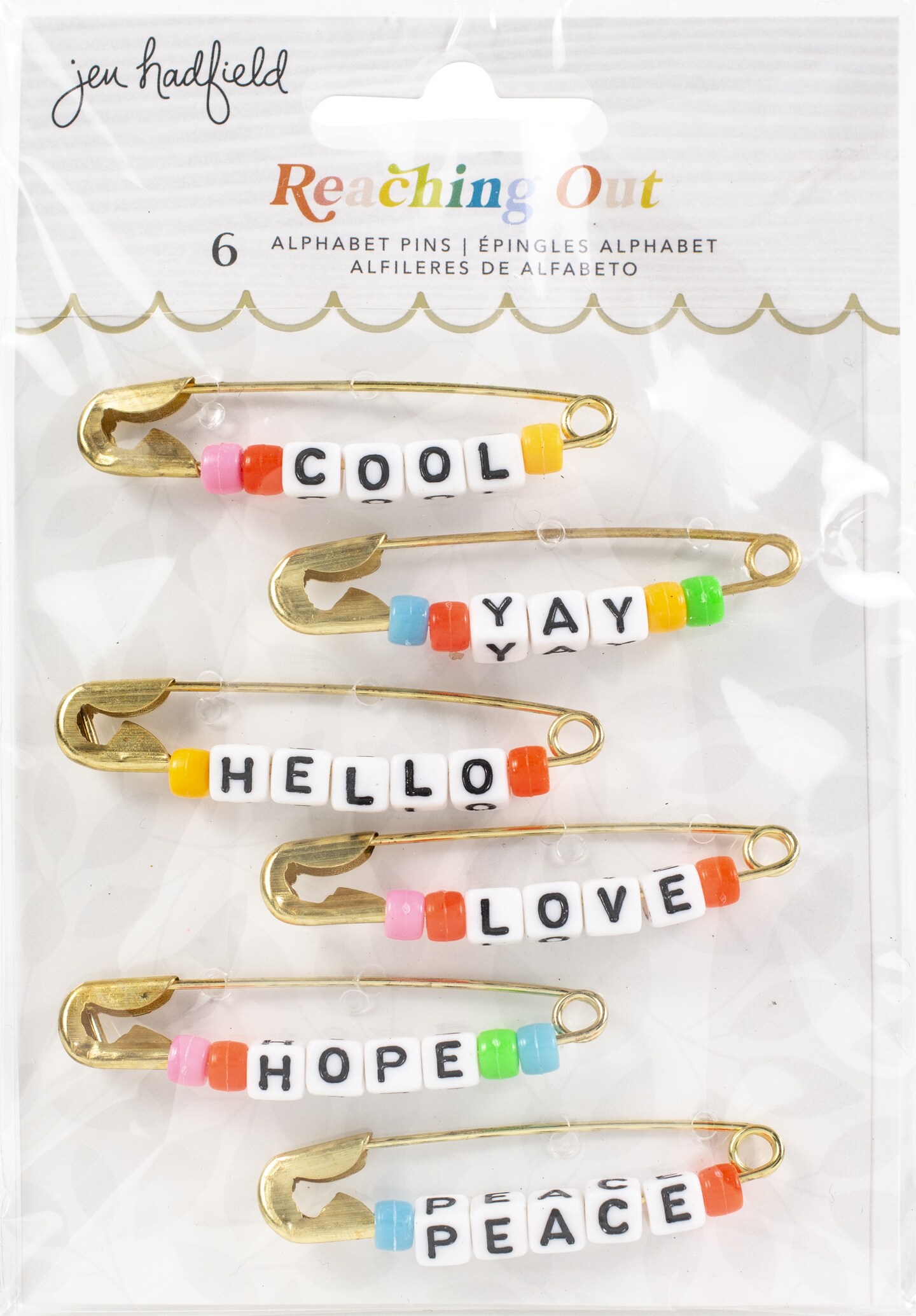 Jen Hadfield Reaching Out Metal Safety Pins-W/Phrase Beads | Michaels