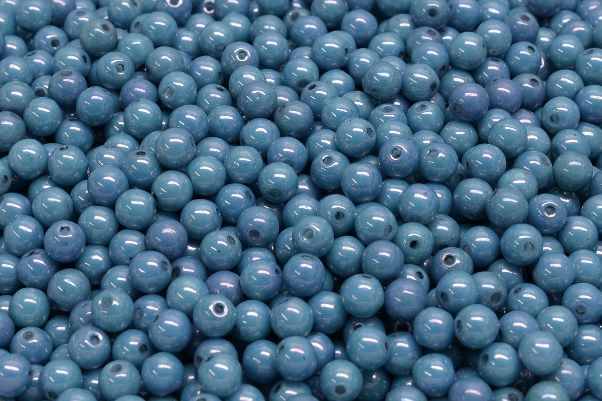 4mm Czech Round Druk Bead, Blue Alabaster, 50 pieces | Michaels