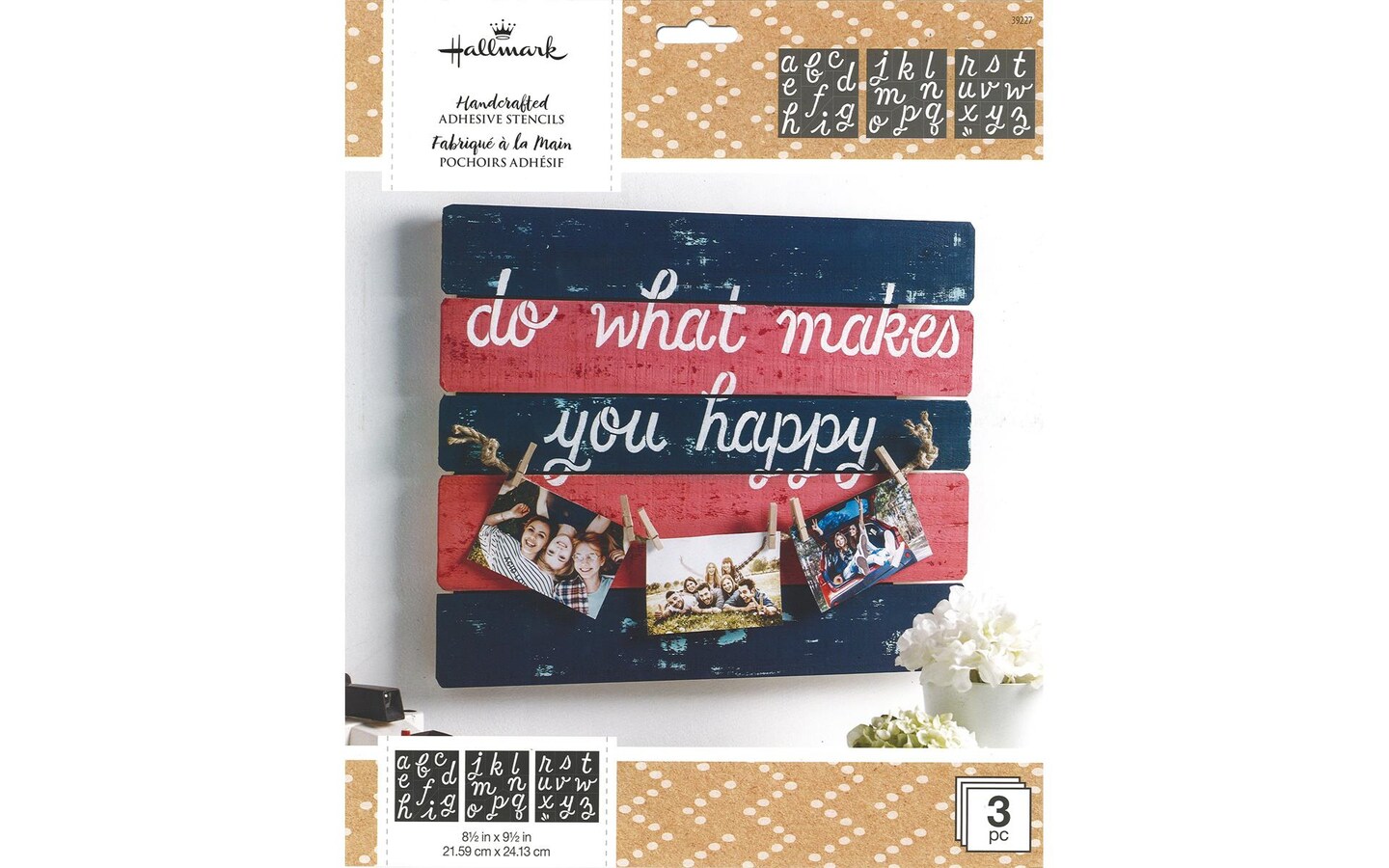 Plaid Folkart Hall Stencil Adh 8.5x9.5 Font Happy | Michaels
