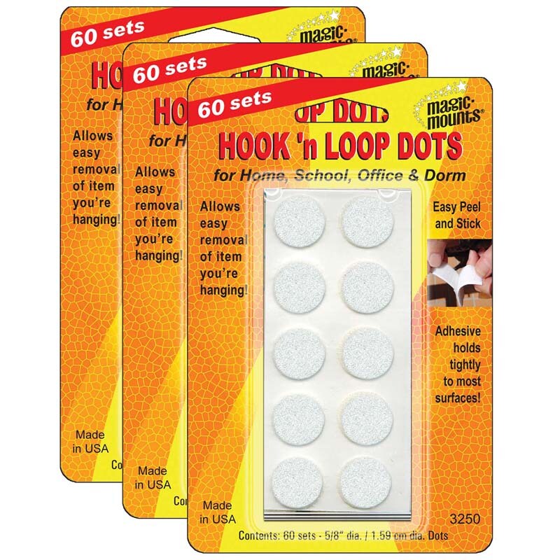 Hook 'n Loop, 5/8" Dots, 60 Sets Per Pack, 3 Packs | Michaels