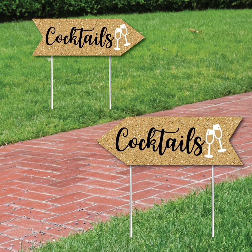 Big Dot of Happiness Gold Wedding Cocktails Signs - Wedding Sign Arrow ...