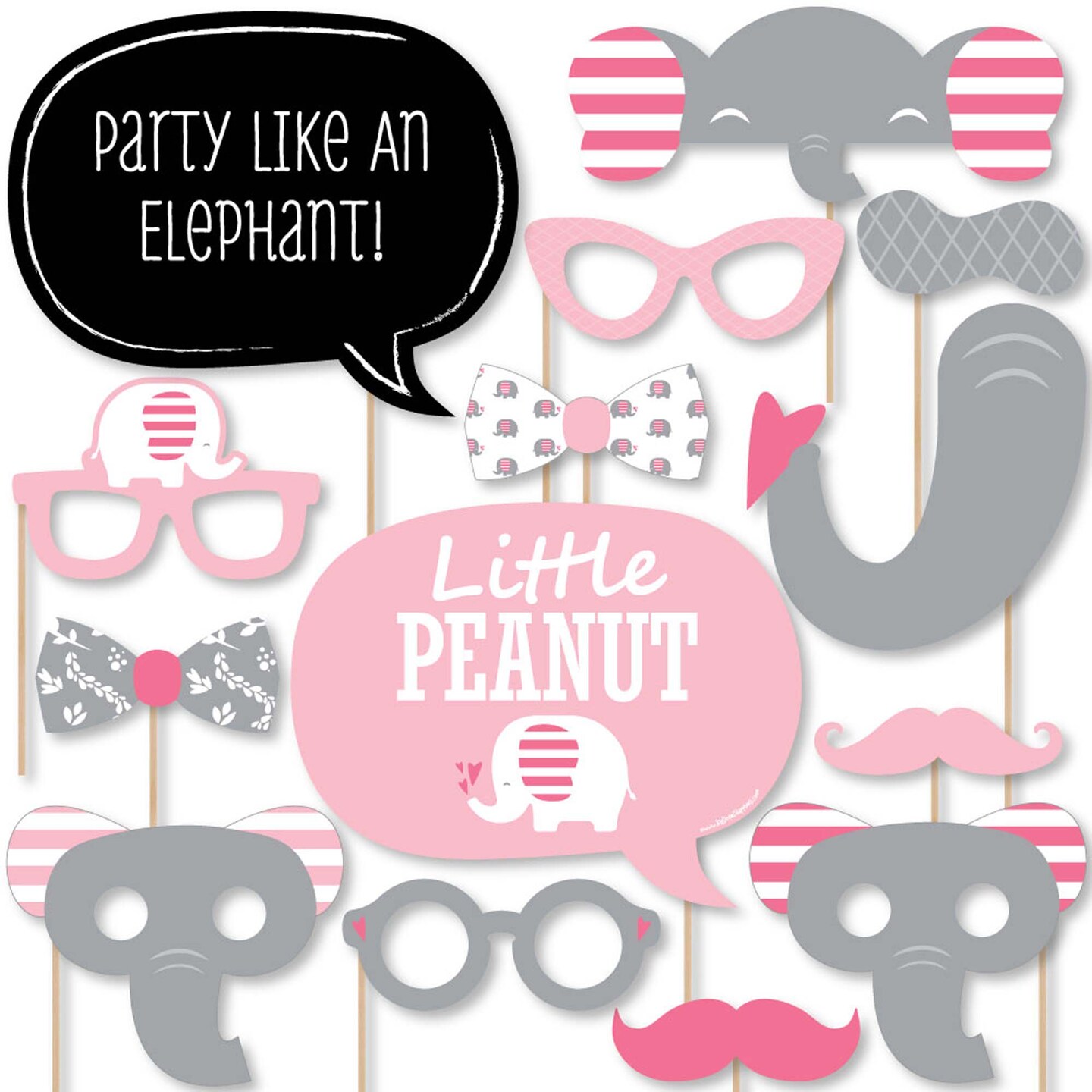 Big Dot of Happiness Pink Elephant - Girl Baby Shower or Birthday Party ...