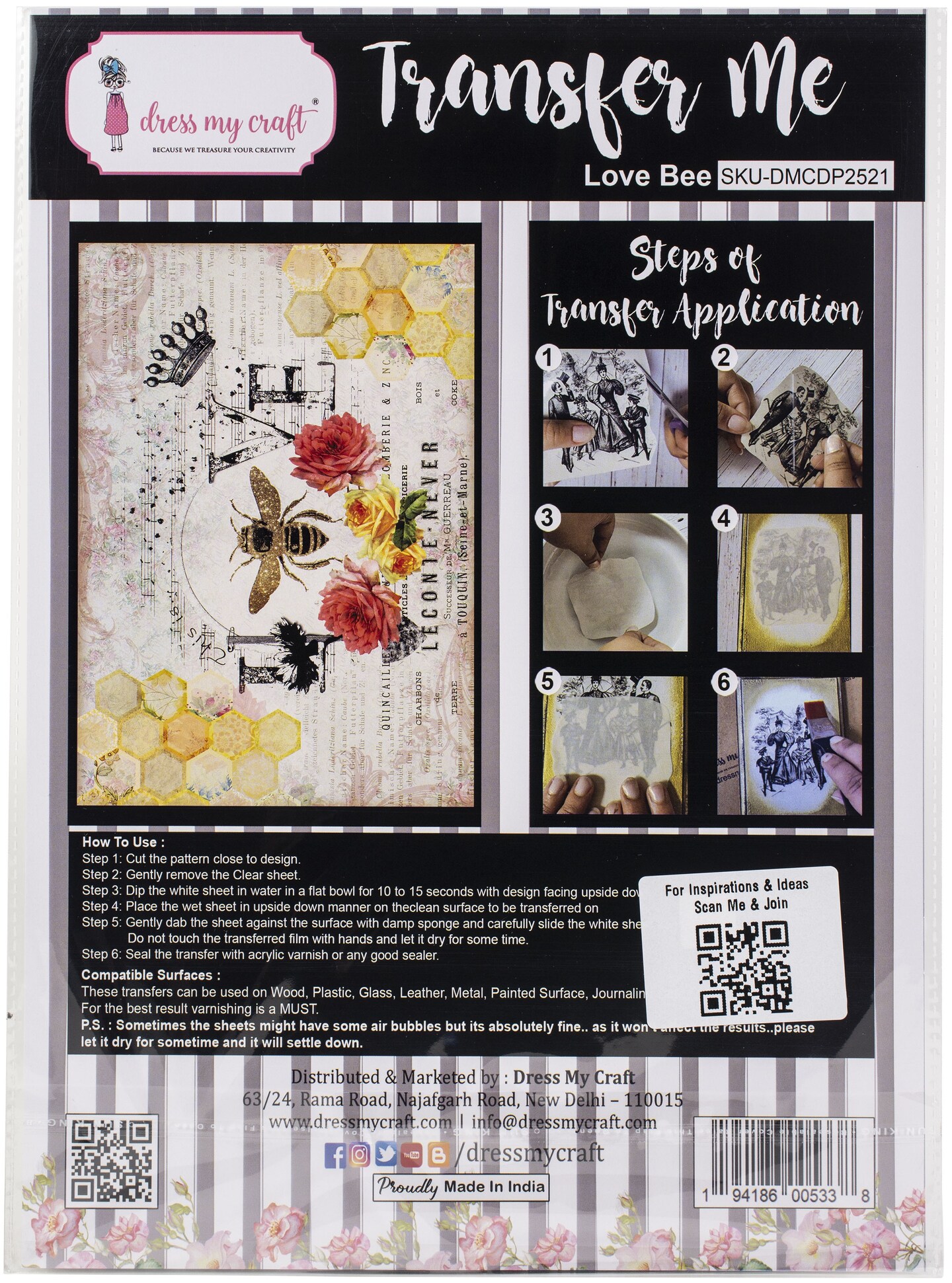 Dress My Craft Transfer Me Sheet A4-Love Bee | Michaels