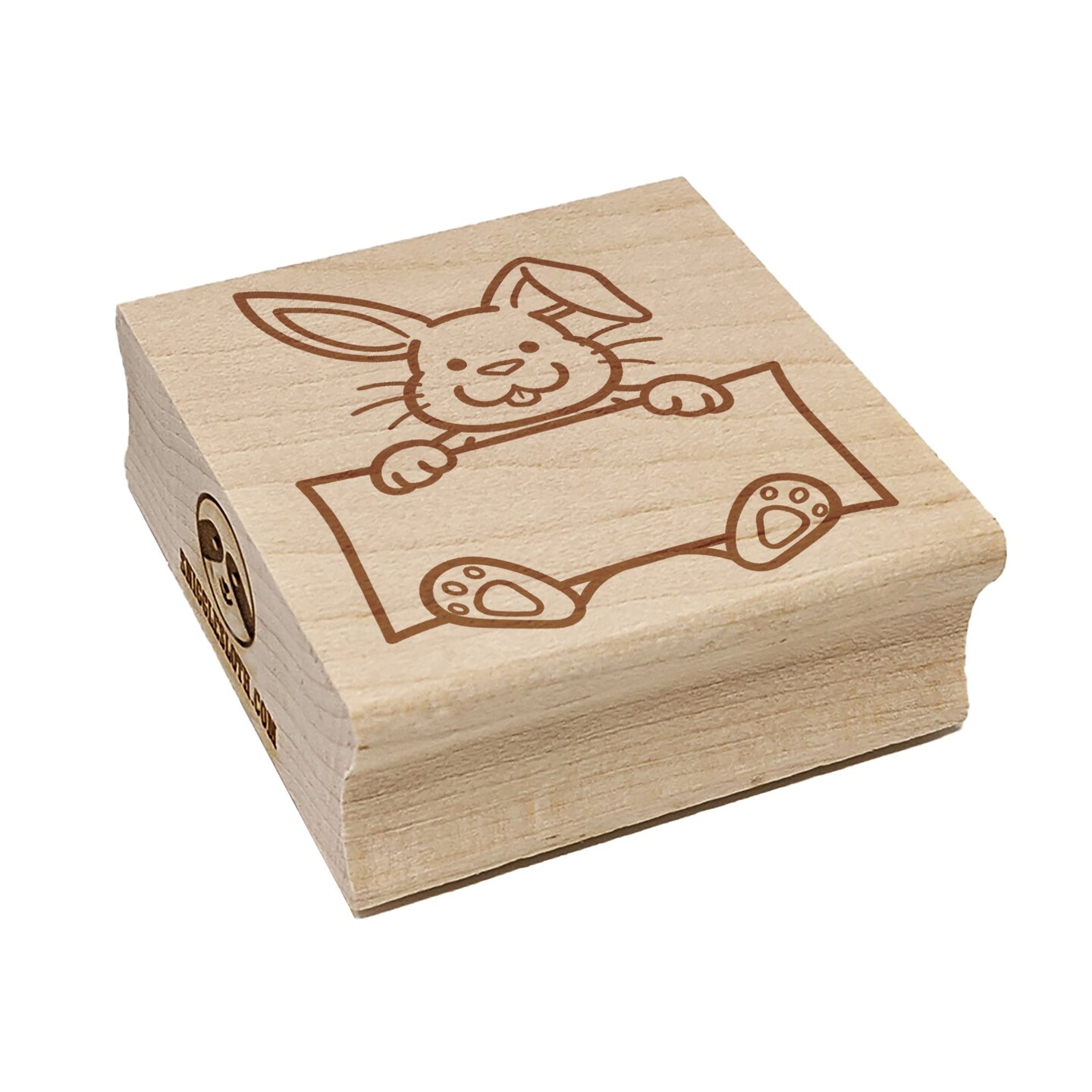 Easter Bunny Holding Blank Sign Square Rubber Stamp for Stamping ...