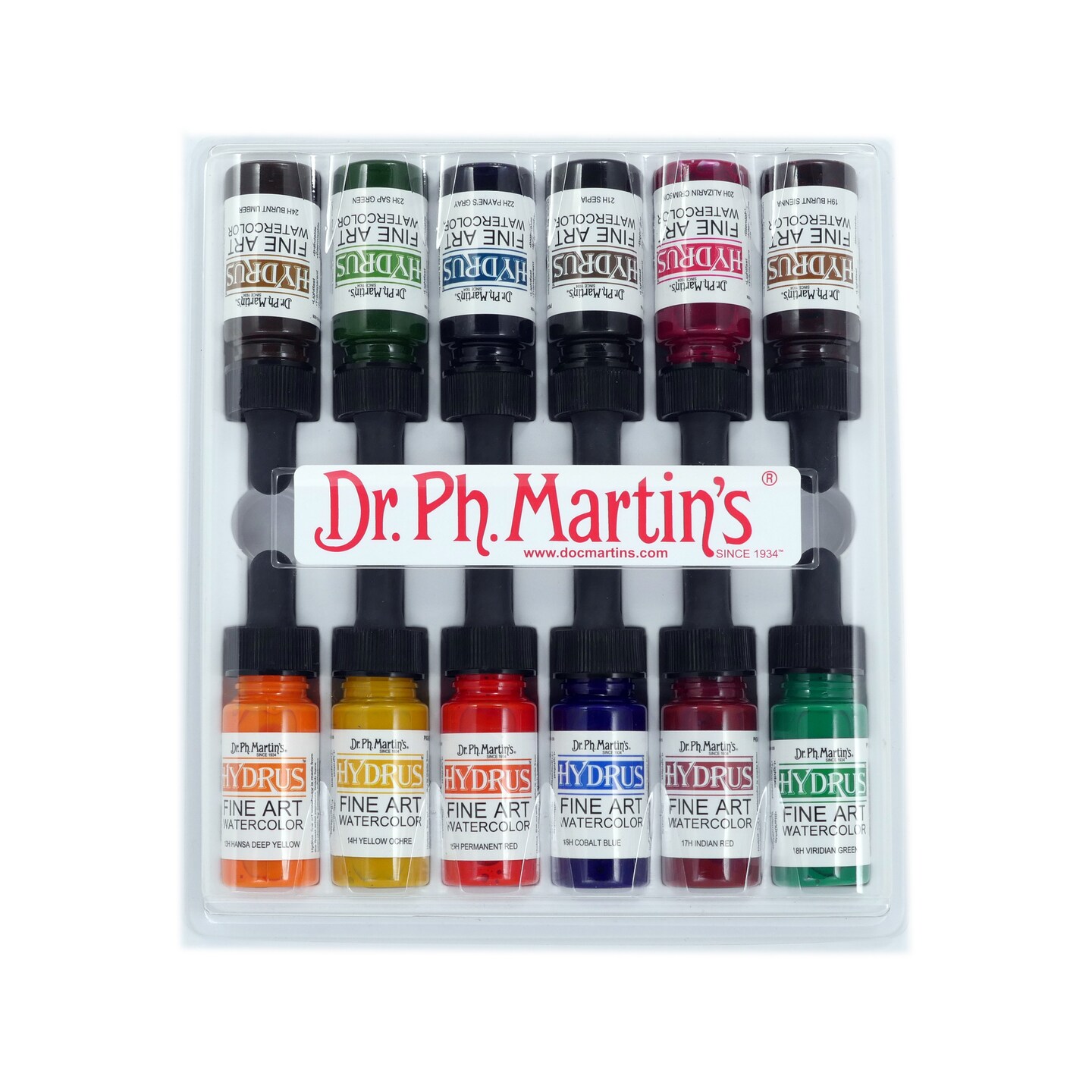 Dr. Ph. Martin's Hydrus Fine Art 1/2 oz. Watercolor Set #2, 12-Colors ...