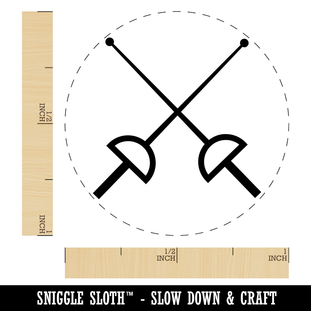 Crossed Fencing Swords Foil Rubber Stamp for Stamping Crafting Planners ...