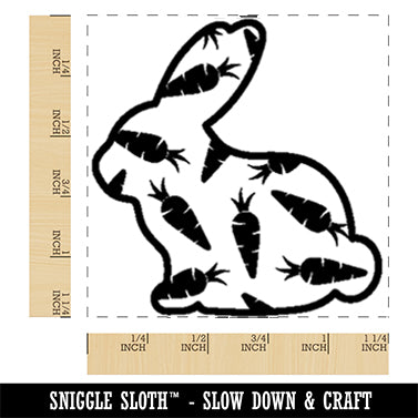 Bunny Side Profile Pattern Carrots Easter Square Rubber Stamp for ...