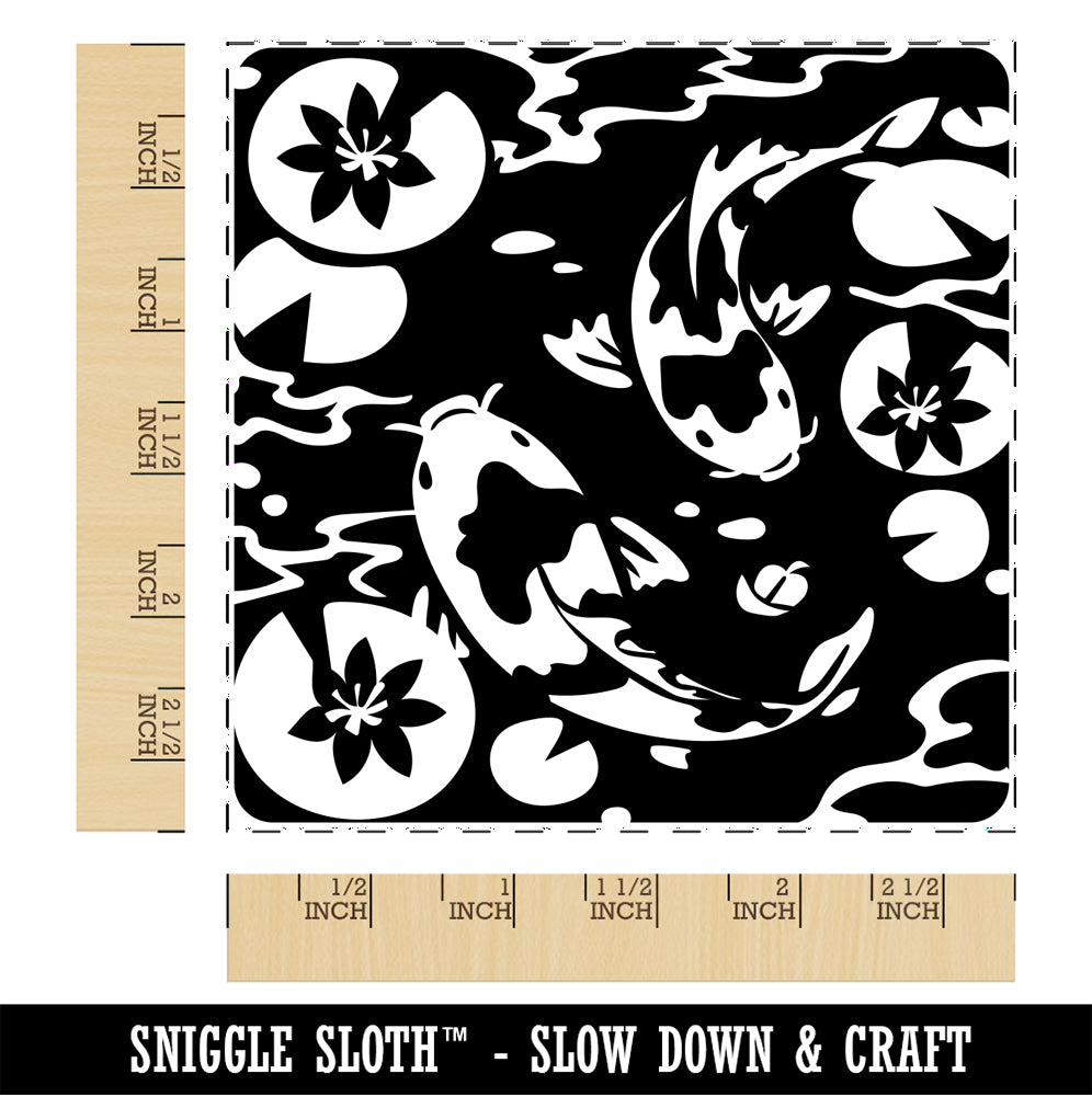 Koi Fish Pond Square Rubber Stamp for Stamping Crafting | Michaels
