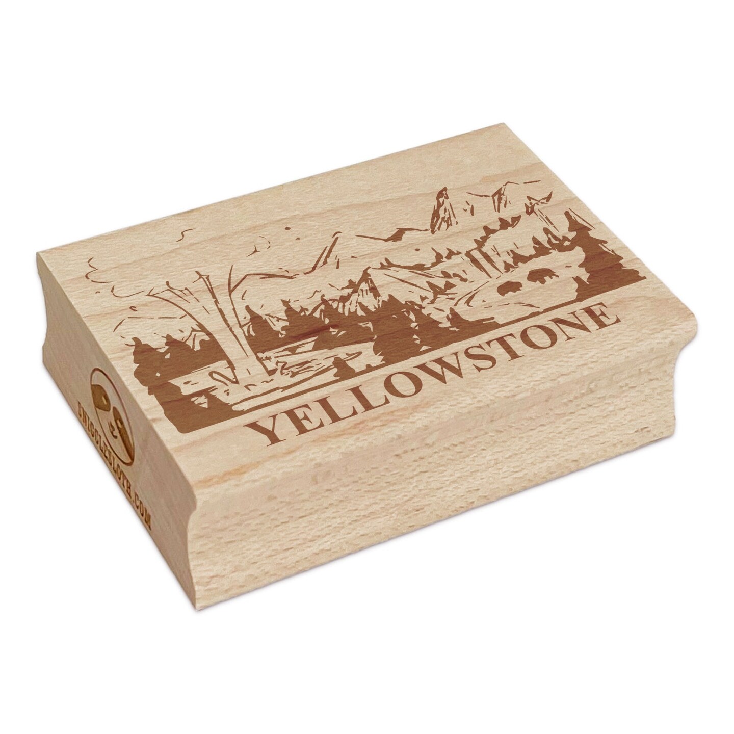 National Park Yellowstone Rectangle Rubber Stamp for Stamping Crafting ...