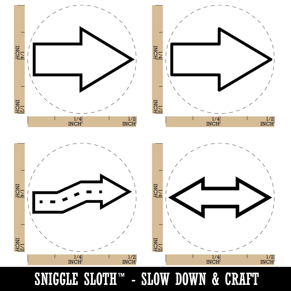 Outline Arrow Rounded Sharp Corners Crooked Double-Sided Rubber Stamp ...